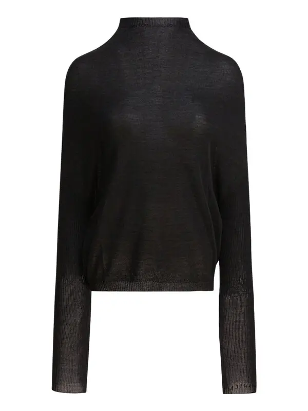 Rick Owens High Neck Long Sleeve Top - Black