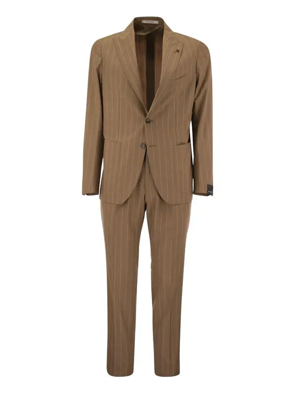 Tagliatore Single Breasted Pinstripe Two-piece Suit - Brown