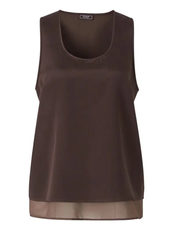 Peserico Sleeveless U-neck Crepe Top - Black