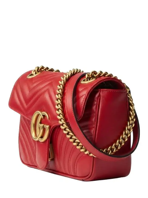 Gucci Gg Marmont Small Matelassé Shoulder Bag - Red