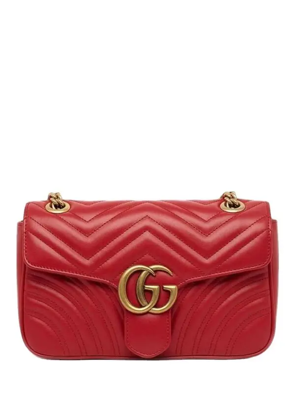 Gucci Gg Marmont Small Matelassé Shoulder Bag - Red