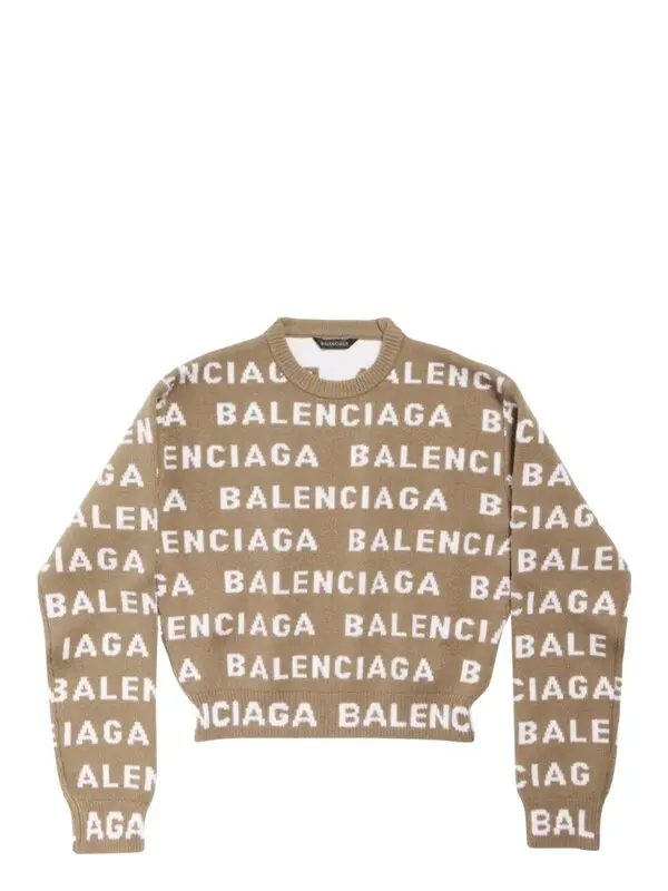 Balenciaga Logo Intarsia Knit Crewneck Jumper - Multicolor