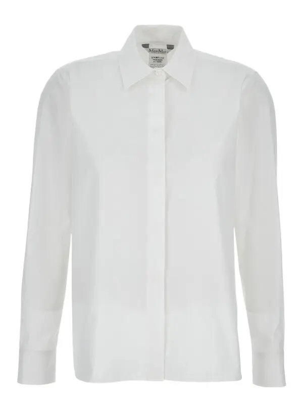 Max Mara Long-sleeve Logo-appliqué Shirt - White