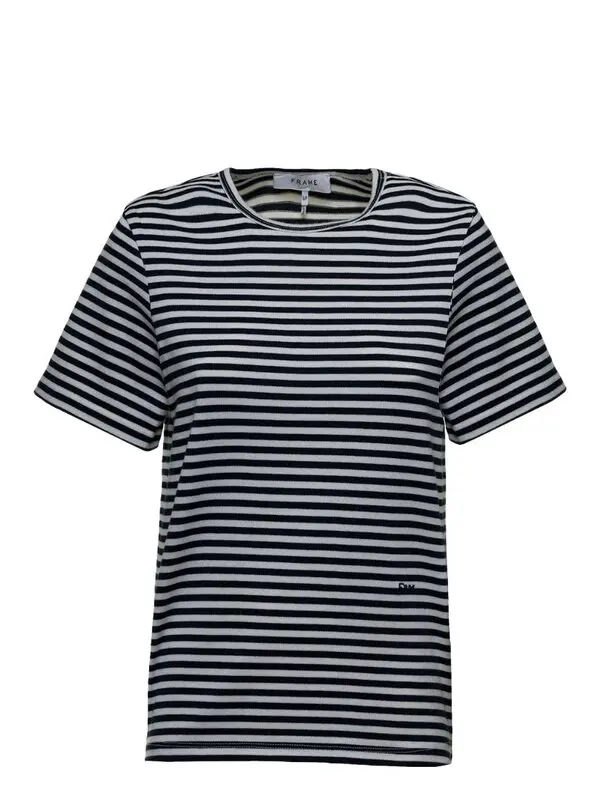 FRAME Striped Round-necked T-shirt - Gray