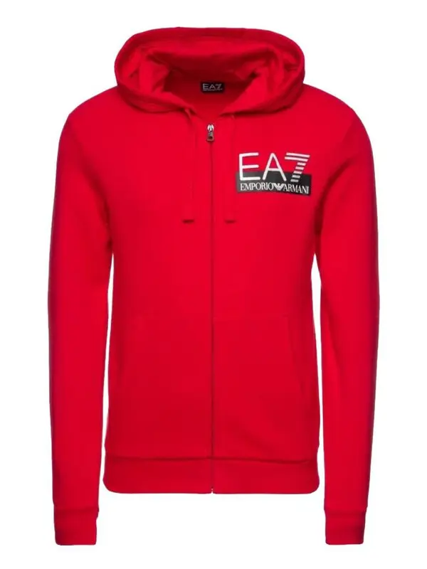EA7 Zip-up Hooded Sweatshirt With Logo - Red