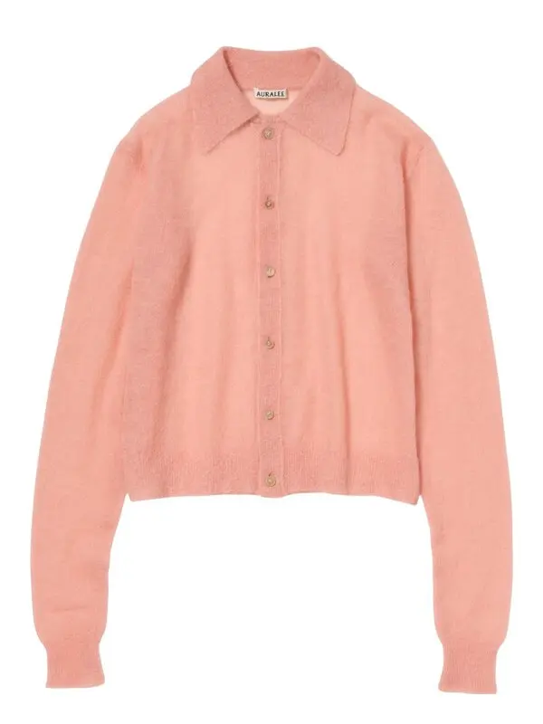 Auralee Long-sleeved Knitted Cardigan - Pink