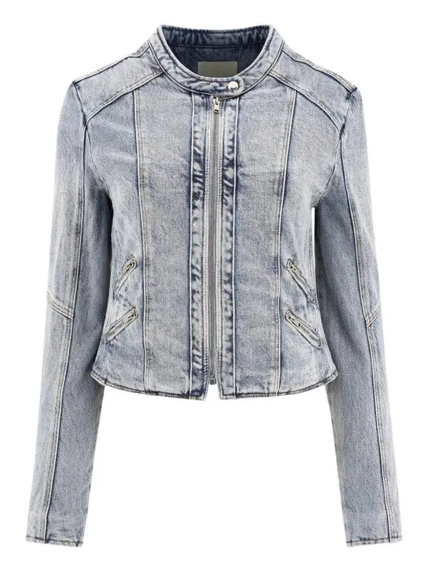 Isabel Marant Étoile Leys Band-collar Denim Jacket - Gray