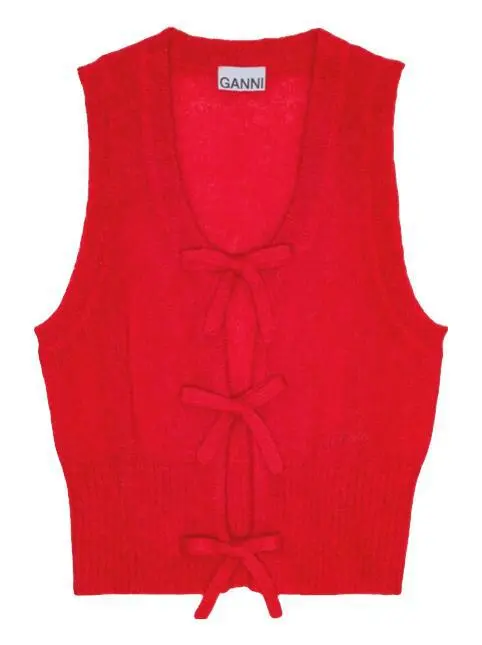 GANNI Tie String Vest - Red
