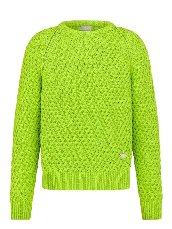 Dior Cd Box Logo Sheep Wool Blend Knit Sweater - Green
