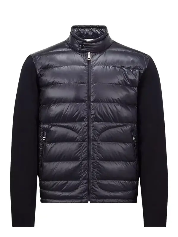 Moncler Quilted Front Zip Cardigan With Long Sleeves - Blue
