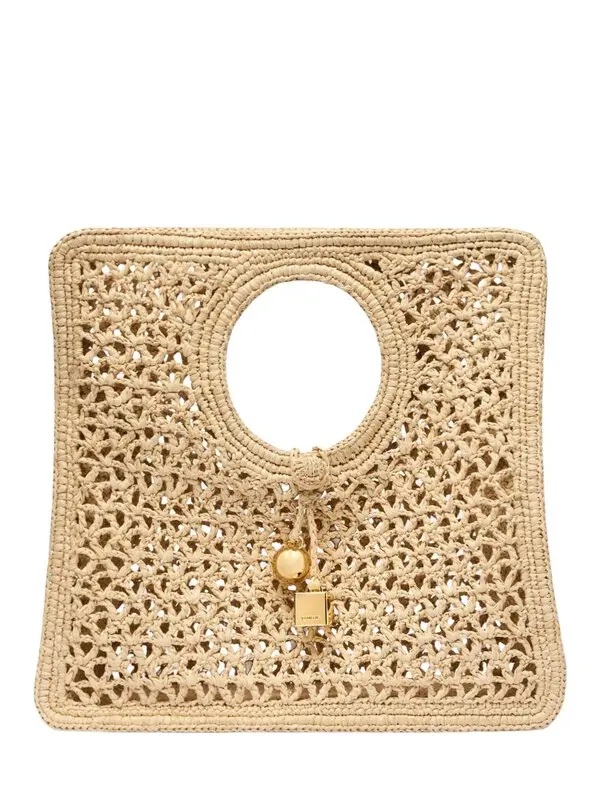 Jacquemus Small Raffia Tote Bag With Hoop Handle - Nude