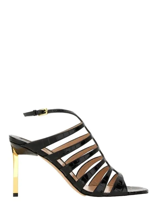 TOM FORD Caged Embossed Heeled Sandals - Black