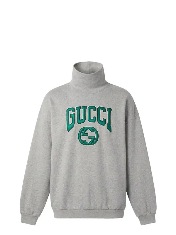 Gucci Logo Patch Turtleneck Sweatshirt - Gray