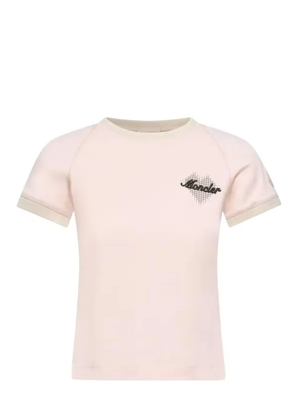 Moncler Embroidered Logo Crewneck T-shirt - Pink