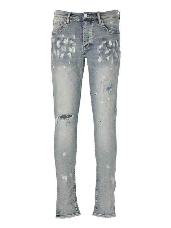 PURPLE BRAND Paint Splatter Skinny Jeans - Gray