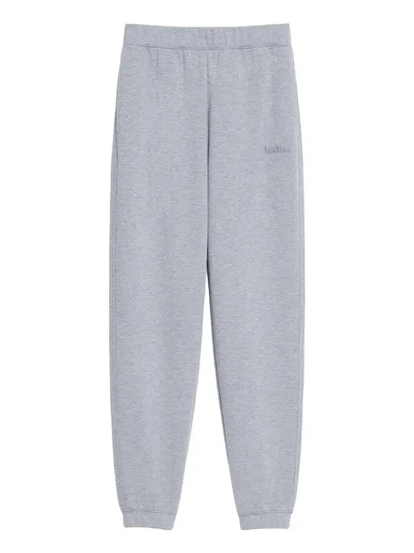 Max Mara Elastic Waist Joggers With Embroidered Logo - Medium Gray