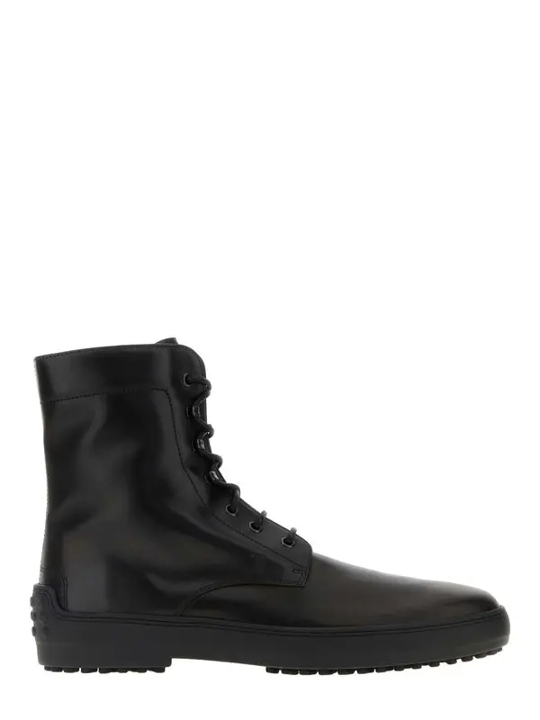 TOD'S Leather Combat Boots - Black