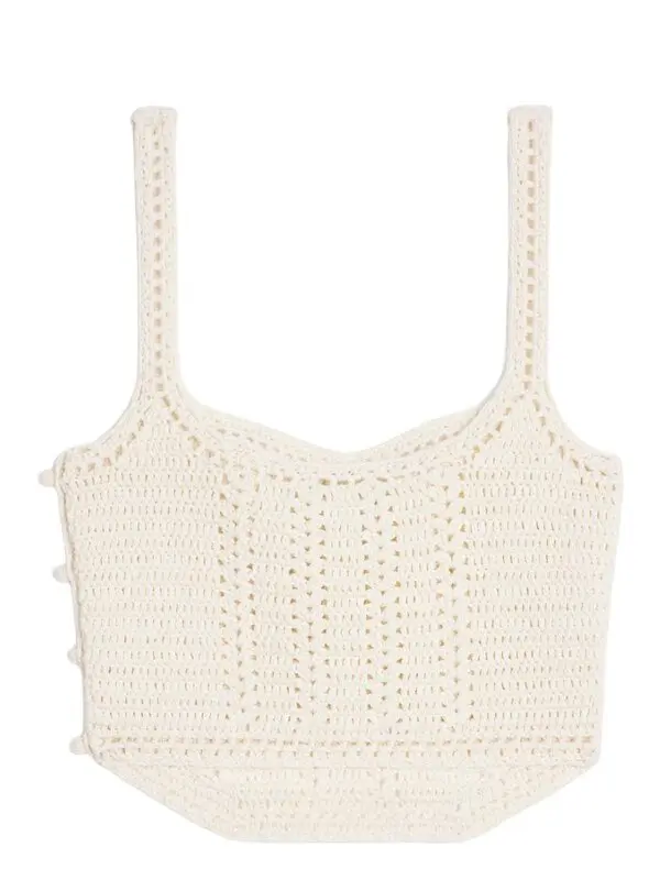 Celine Crocheted Cotton Bustier Tank Top - Off White