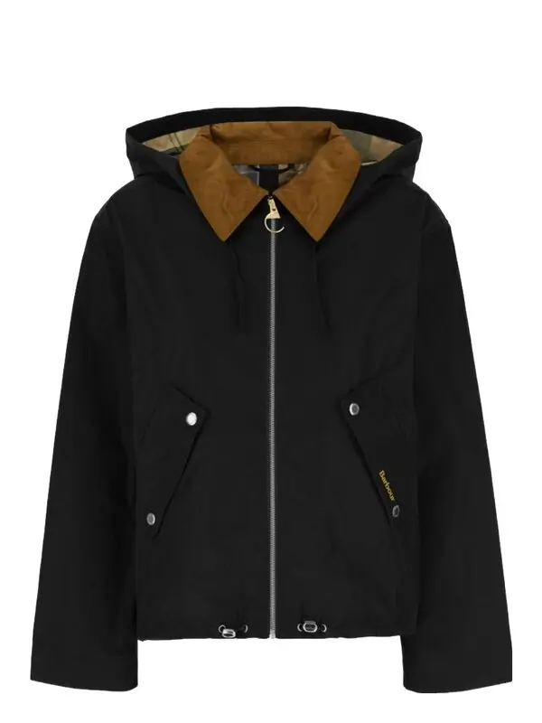 Barbour Weaver Showerproof Jacket With Ribbed Collar - Black