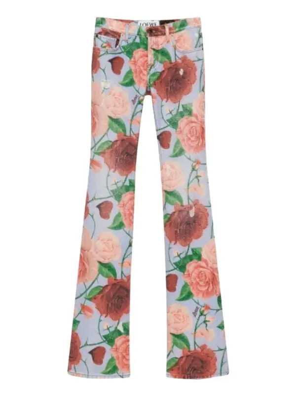 Loewe Rose Patterned Jeans - Gray