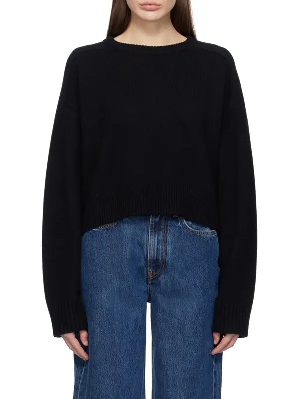 LOULOU STUDIO Bruzzi Ribbed Neckline Sweater - Black
