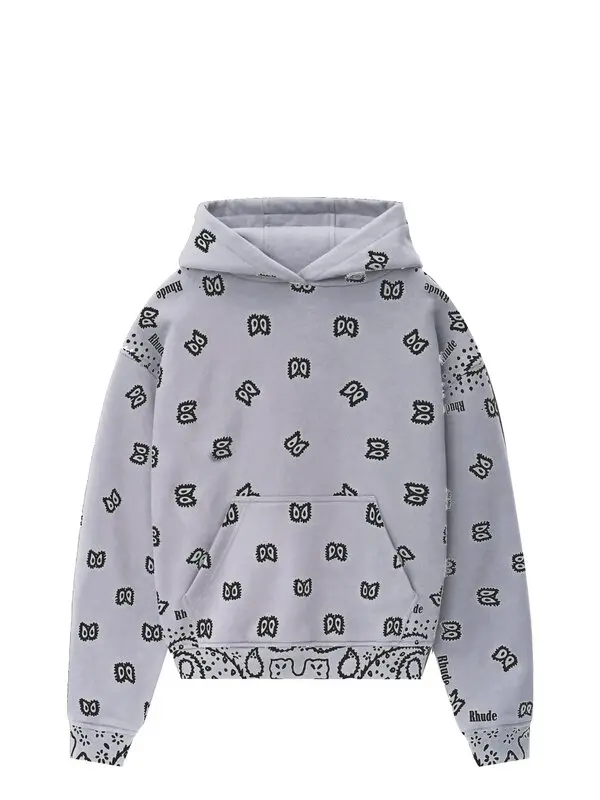 Rhude Long-sleeved Hoodie With All-over Pattern - Gray