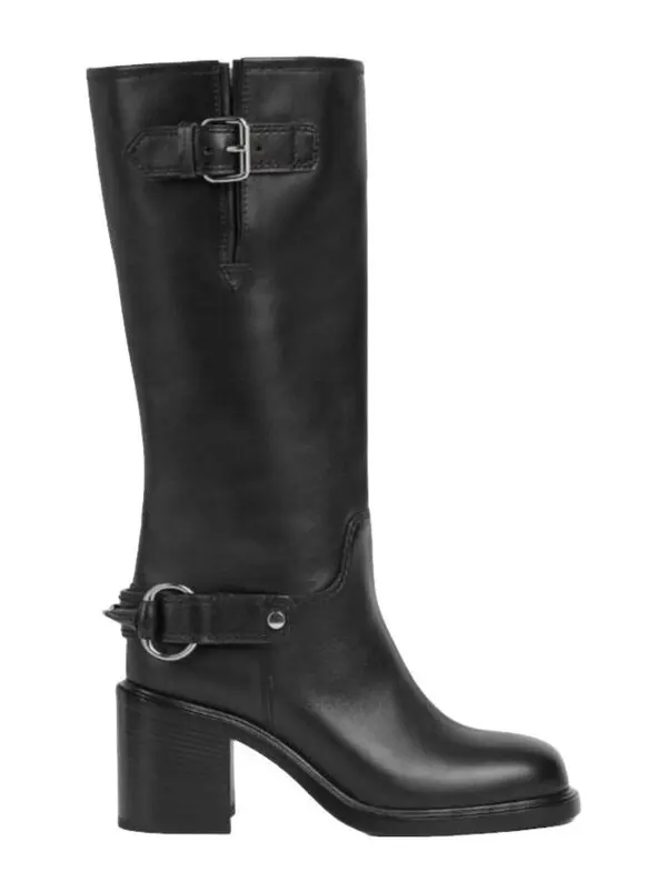 Gucci Leather Mid-heel Boots With Silver-toned Hardware - Black