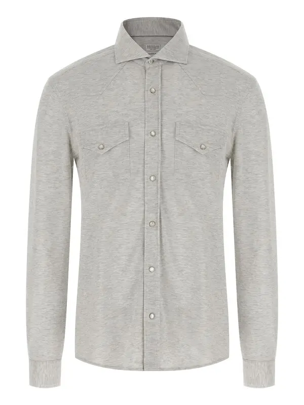 Brunello Cucinelli Double-pocket Cotton Shirt - Gray