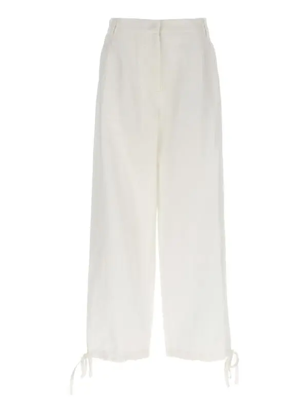 MSGM Wide-leg Trousers With Elasticated Ankles And Drawstring Detail - White
