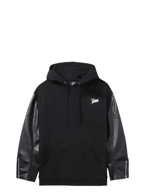 Junya Watanabe X Patta Logo-print Cotton Hoodie With Zippered Cuffs - Black
