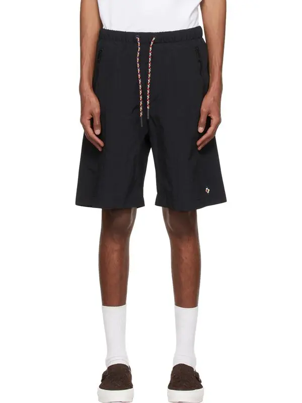 MARCELO BURLON COUNTY OF MILAN Logo Embroidered Drawstring Shorts - Black