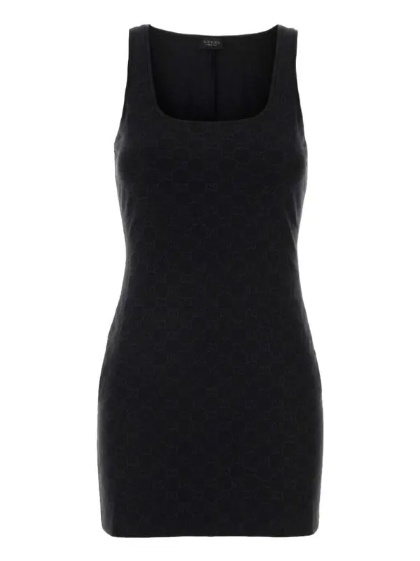 Gucci Gg Knit Jacquard Sleeveless Dress - Black