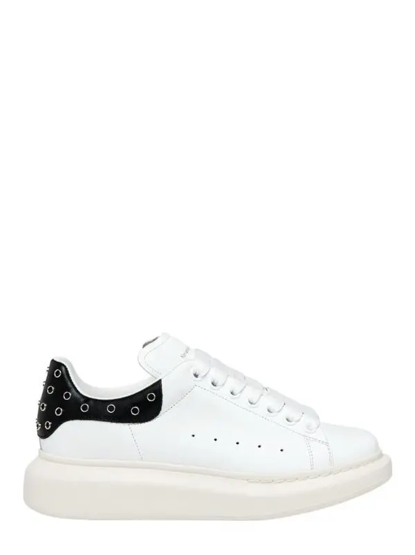Alexander McQueen Oversized Lace-up Sneakers With Embellished Heel Counter - White/black/silver