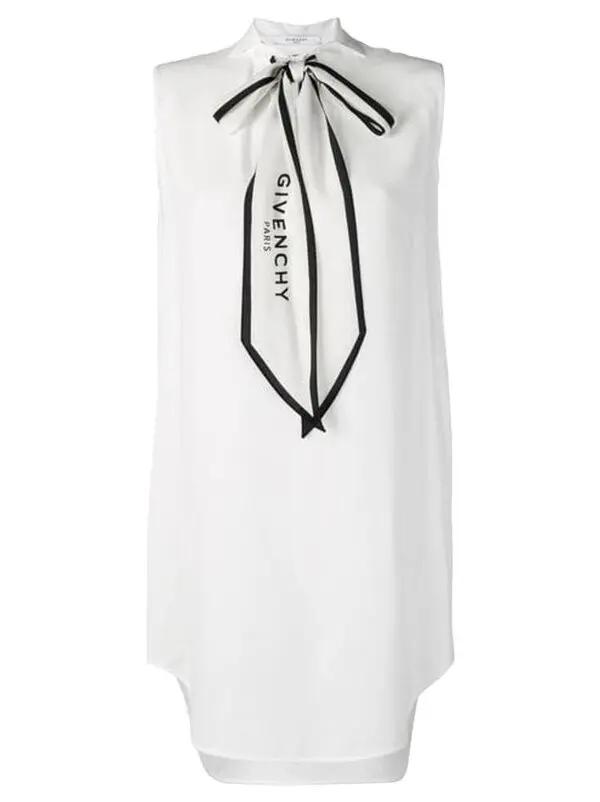 Givenchy Sleeveless Logo Bow Dress - Off White