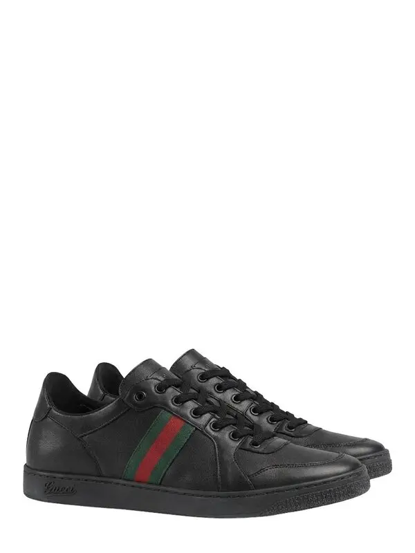 Gucci Stretch Low-top Sneakers With Interlocking G Detail - Black