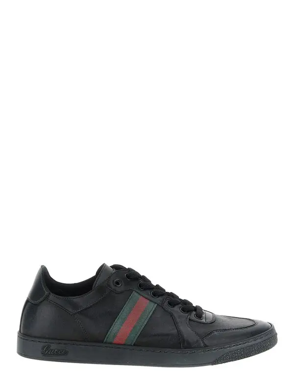 Gucci Stretch Low-top Sneakers With Interlocking G Detail - Black