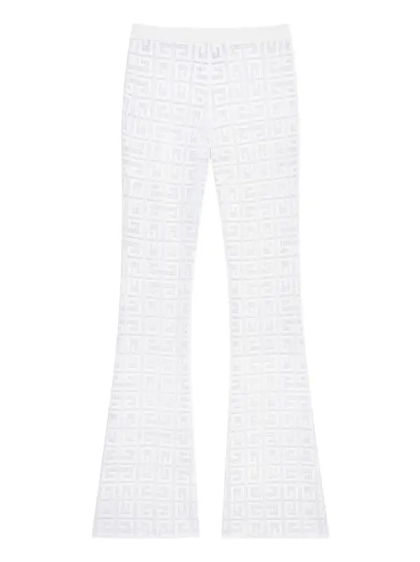 Givenchy Monogrammed Elastic Waistband Flare Trousers - White