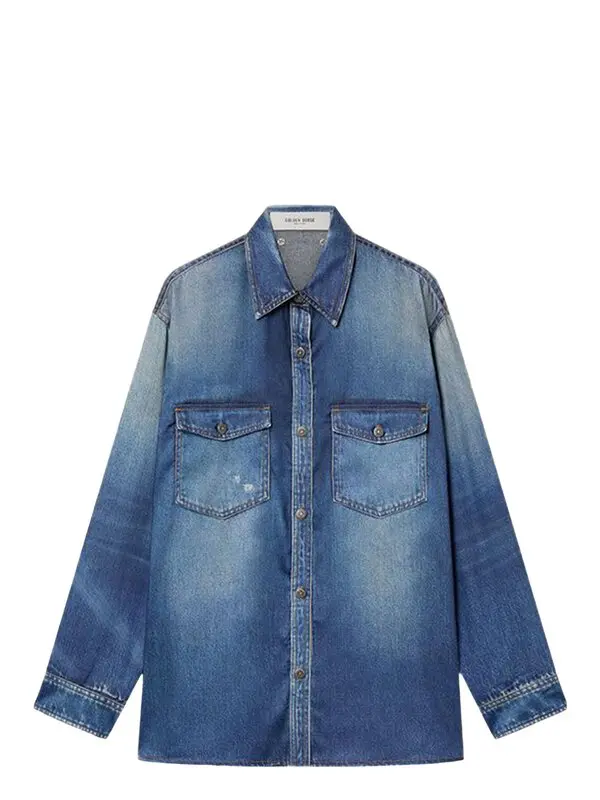 GOLDEN GOOSE Long Sleeved Denim Shirt - Blue