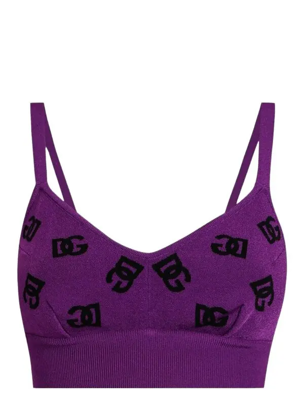 Dolce & Gabbana Logo-motif Ribbed Crop Top - Purple