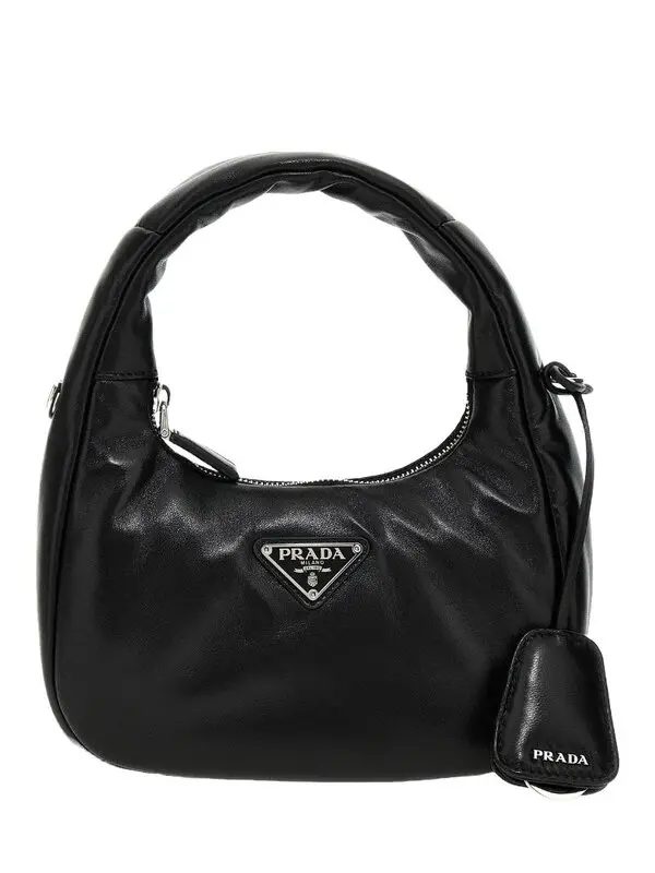 Prada Mini Padded Leather Shoulder Bag - Black