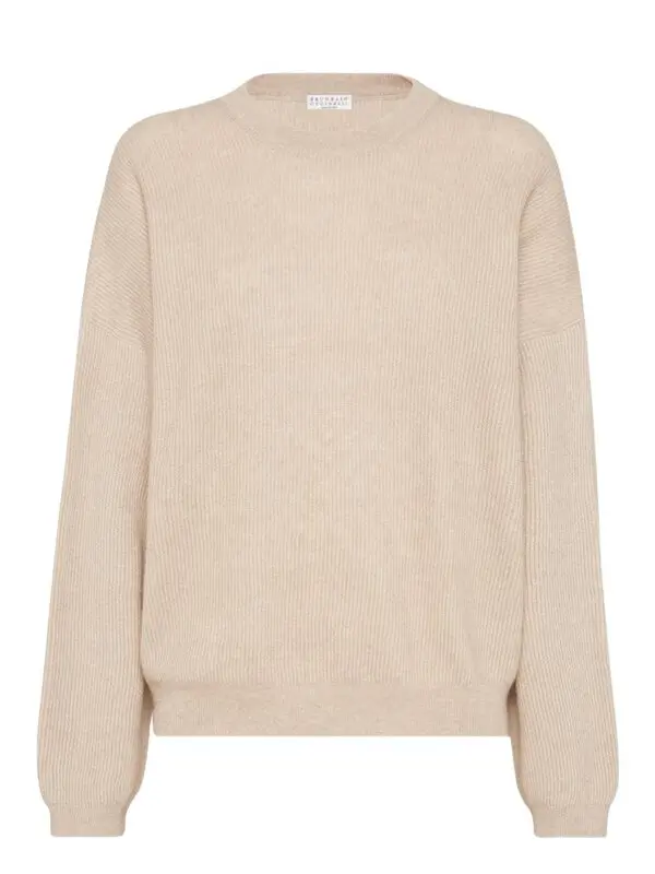Brunello Cucinelli Crewneck Drop-shoulder Jumper - Cool Beige