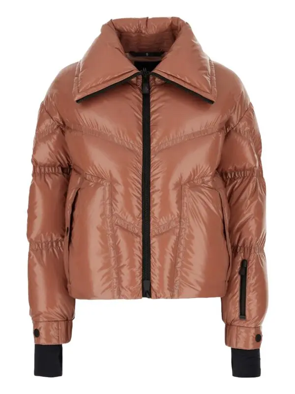 Moncler Quilted Down Jacket With Zipper Closure - Brown