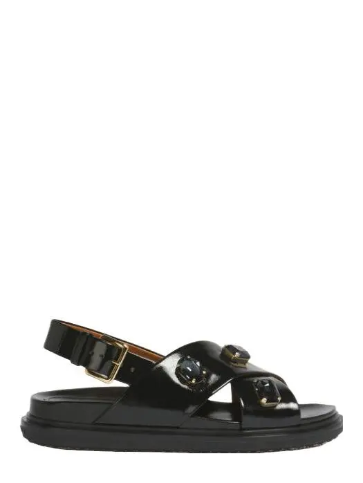 Marni Embellished Crisscross Sandals - Black