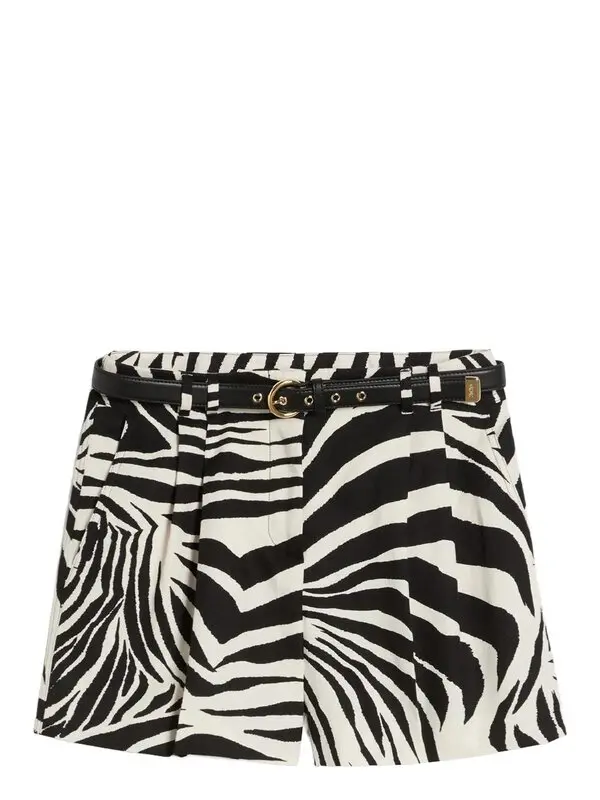 Max Mara Zebra Print Belted Shorts - Black