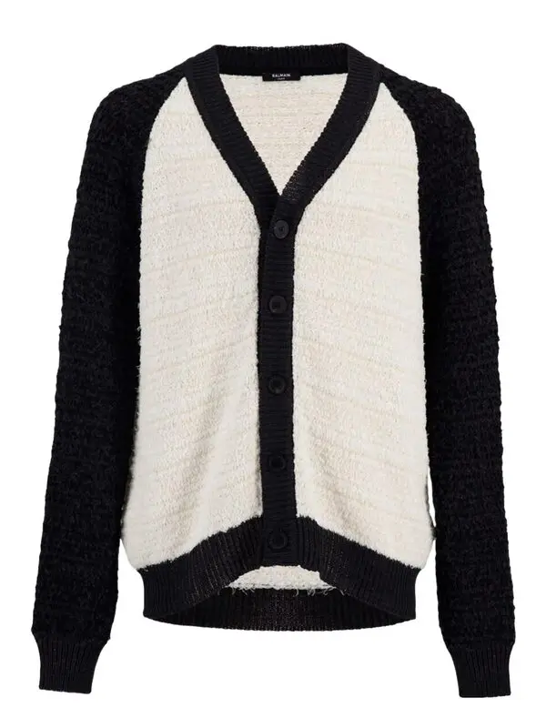 Balmain Two-toned Knit Cardigan - Black