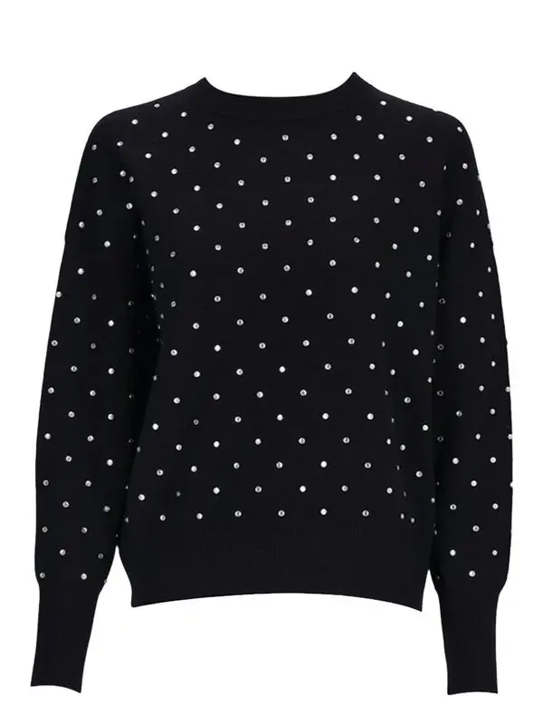 Rabanne Sequined Round Neck Long Sleeve Sweater - Black