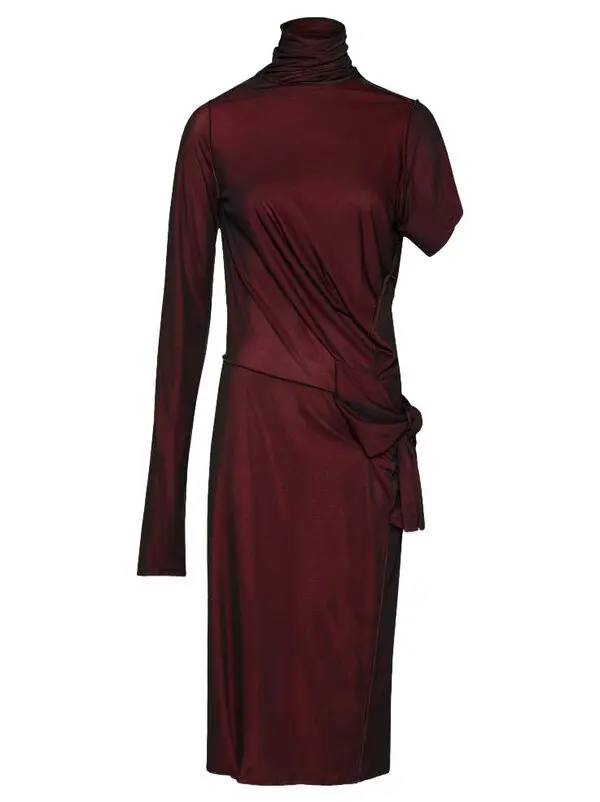 MAISON MARGIELA Asymmetrical Sleeve Dress - Brown