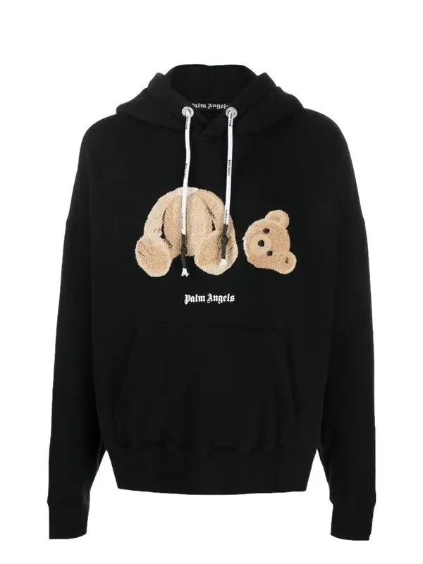 Palm Angels Bear-motif Hoodie - Black