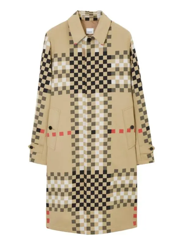 Burberry Pixel Check-print Single-breasted Coat - No