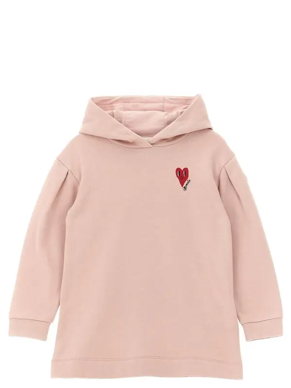 Moncler Hooded Logo Patch Dress - Pink
